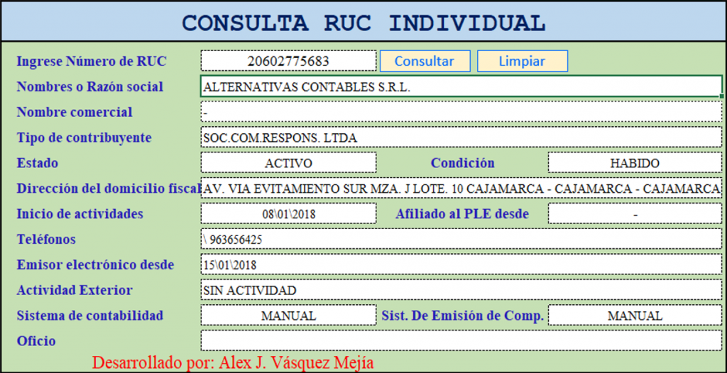 MACRO APLICATIVO CONSULTAS RUC DESDE EXCEL | Excel Contable