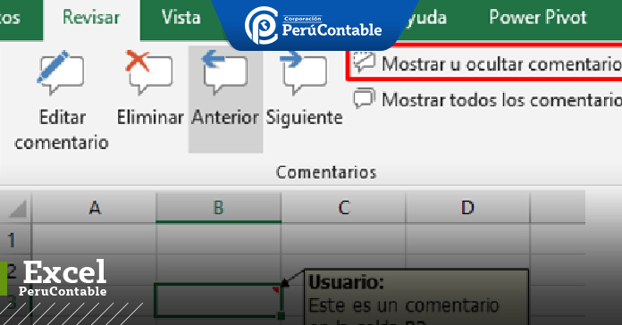 UTILIZAR COMENTARIOS EN EXCEL | Excel Contable