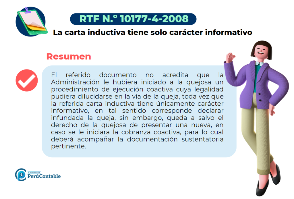 RTF N.º 10177-4-2008: La carta inductiva tiene solo carácter ...